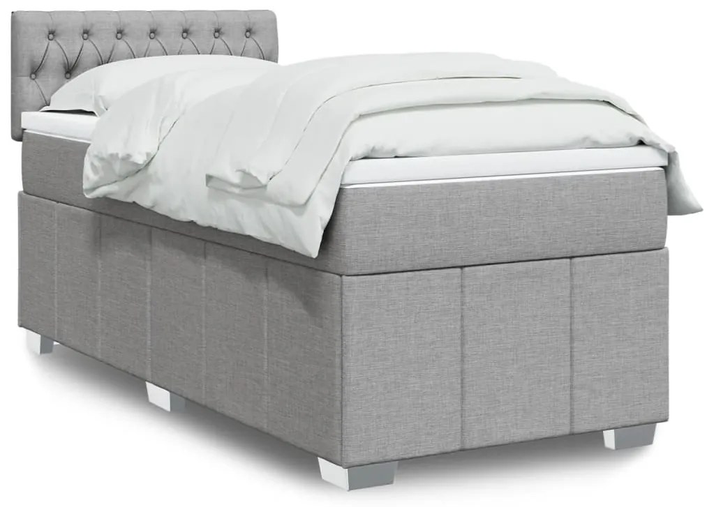 Box spring postel s matrací světle šedý 100 x 200 cm textil 3289286