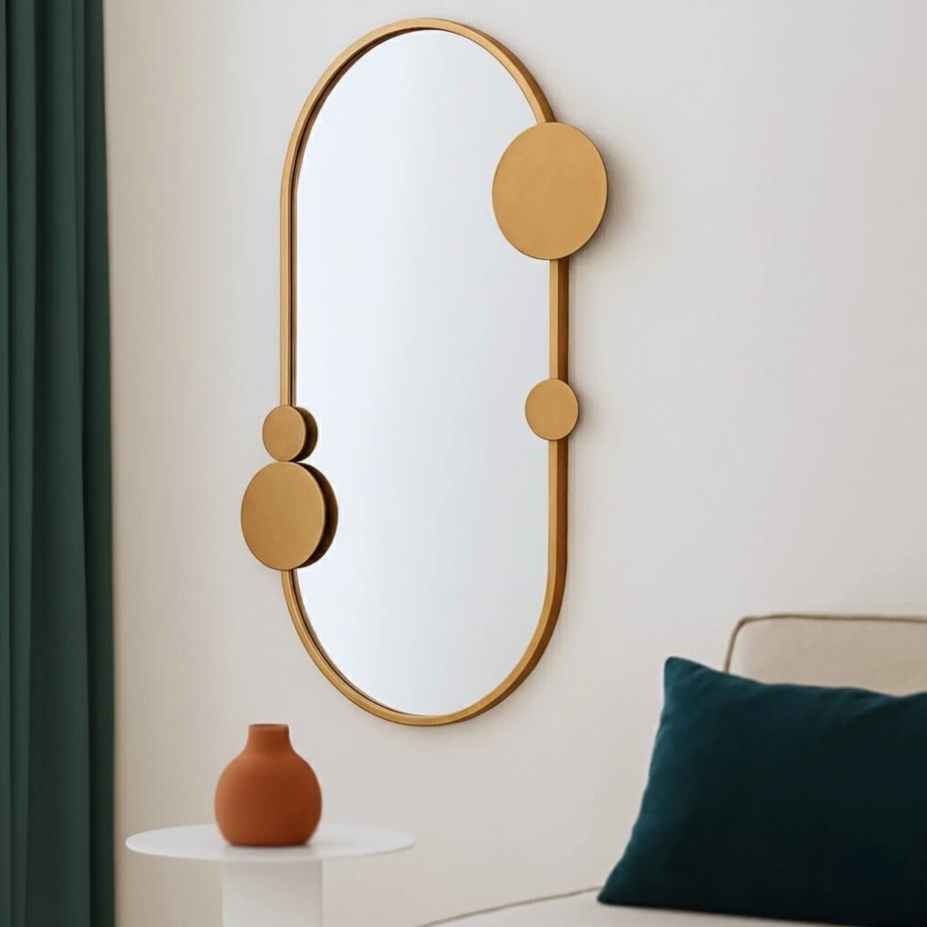 Nástěnné zrcadlo SAANA s geometrickými ozdobami, 46 x 76 cm