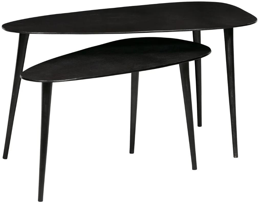 DNYMARIANNE -25% Hoorns Černý kovový set dvou trojúhelníkových konferenčních stolků Shawn 89 x 49 cm