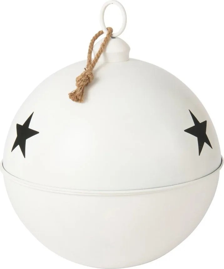 Bílá kovová ozdoba rolnička se šňůrkou Baub Xmas L - Ø 51*60 cm