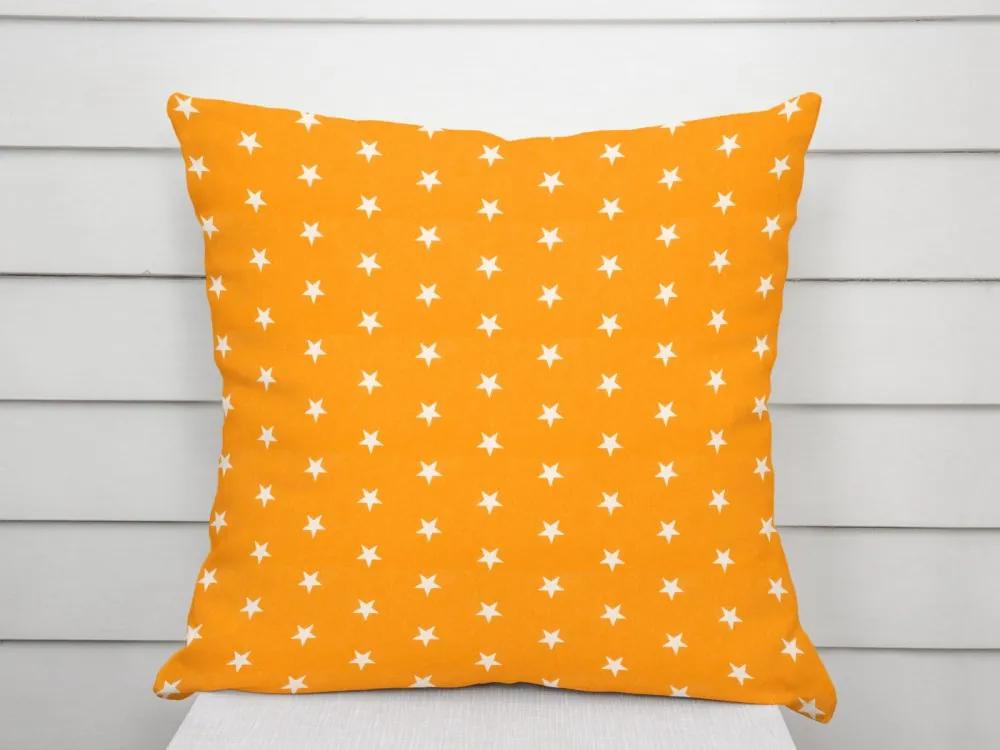 Biante Bavlněný povlak na polštář Sandra SA-034 Bílé hvězdičky na oranžovém 40 x 60 cm