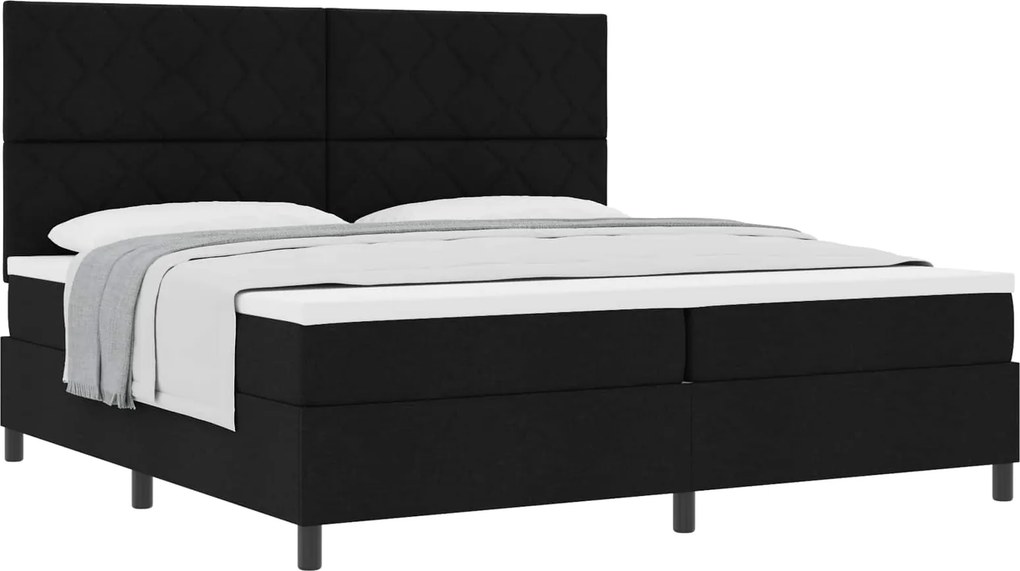 Postel s boxspringem s čelo Černá 200 x 200 cm textil 3339492