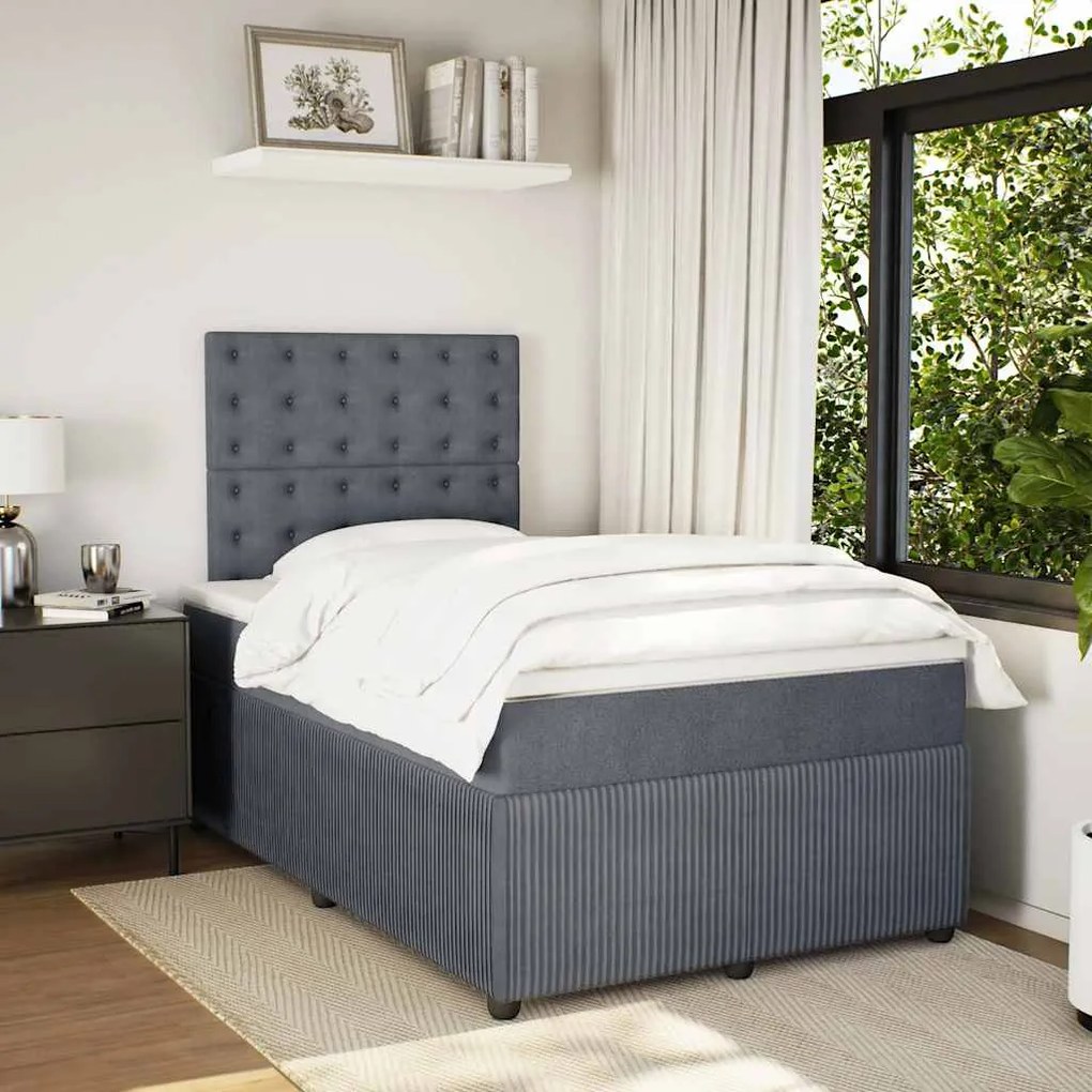 Box spring postel s matrací tmavě šedý 120x190 cm samet 3294599