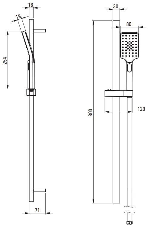 Deante Alpinia, sprchový sloup 80cm s 3-funkční ruční hlavicí a sprchovou hadicí 150cm, zlatá lesklá, DEA-NGA_Z52K