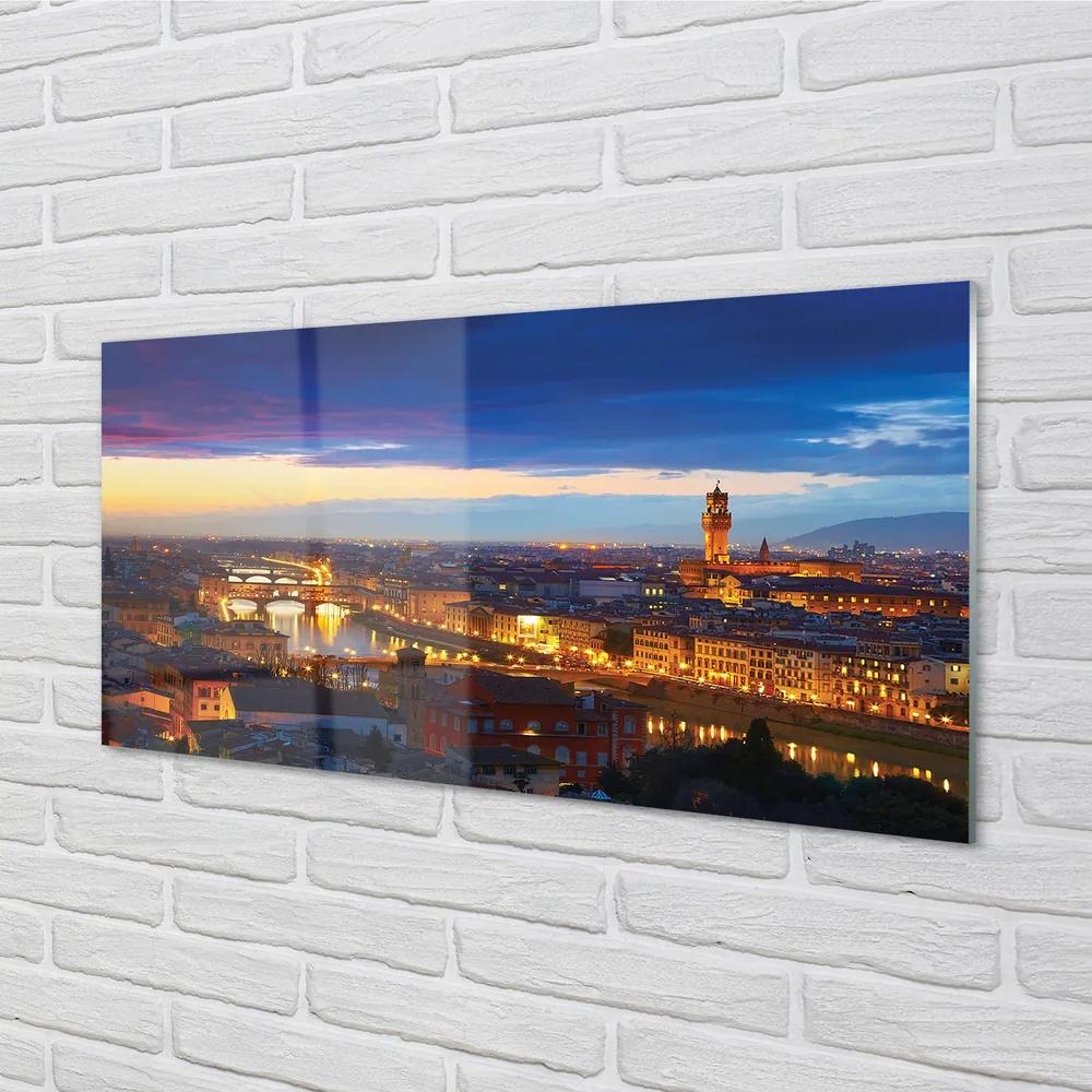 akrylový obraz Itálie Night panorama mostů 125x50 cm