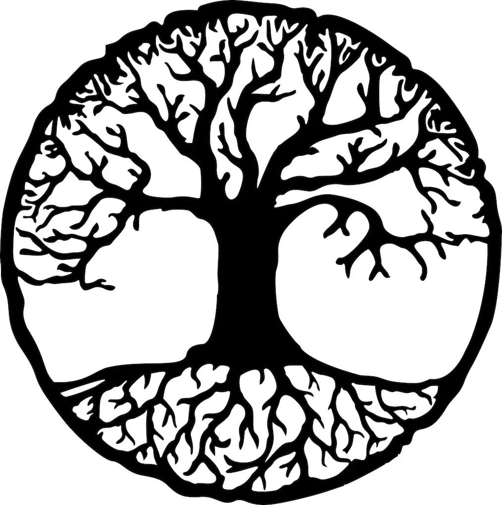 Jedinečný dřevěný Strom života na zeď od 2opice.cz Materiál: ČERNÝ EBEN, Velikost (mm): 480 x 480