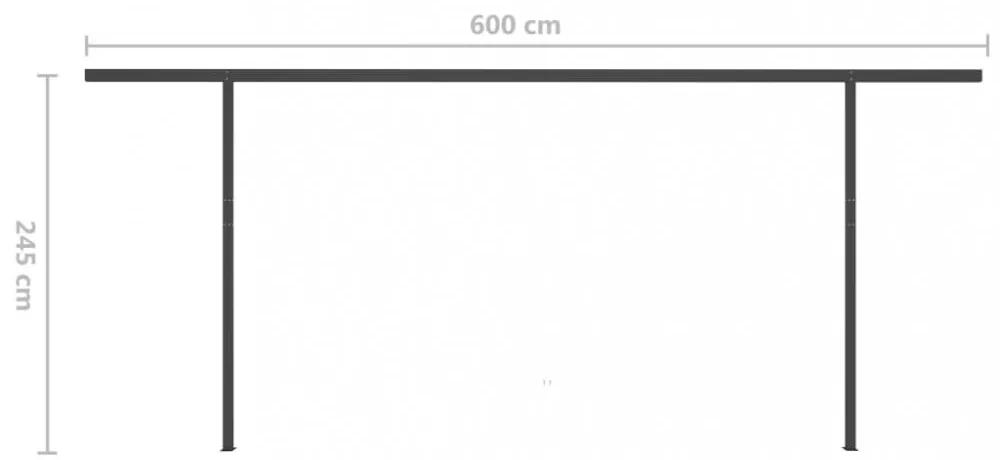 Ručně zatahovací markýza se sloupky 400x300 cm Dekorhome Krémová