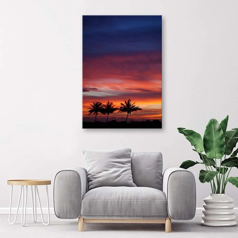 Gario Obraz na plátně Barevná obloha a palmy Rozměry: 40 x 60 cm