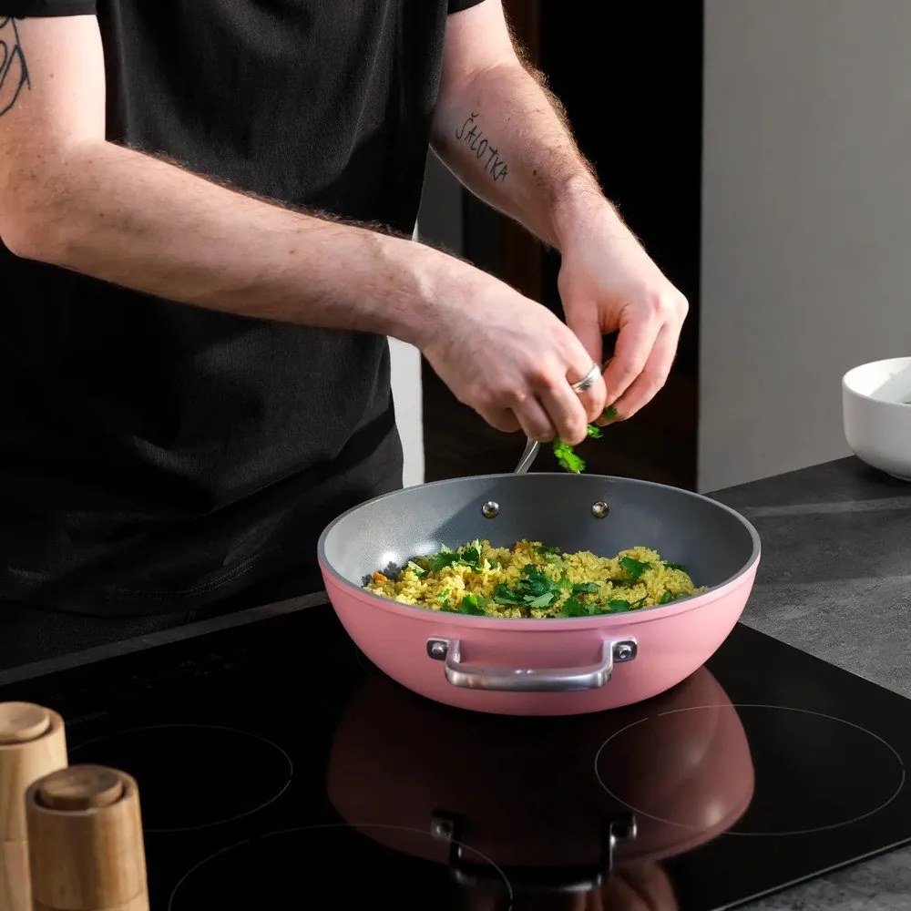 Wok pánev s poklicí/s keramickým povrchem ø 28 cm Meda 3.0 – FABINI