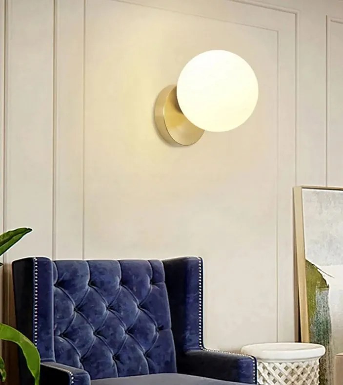 Toolight Nástěnné svítidlo Skleněná koule APP950-1W Zlatá