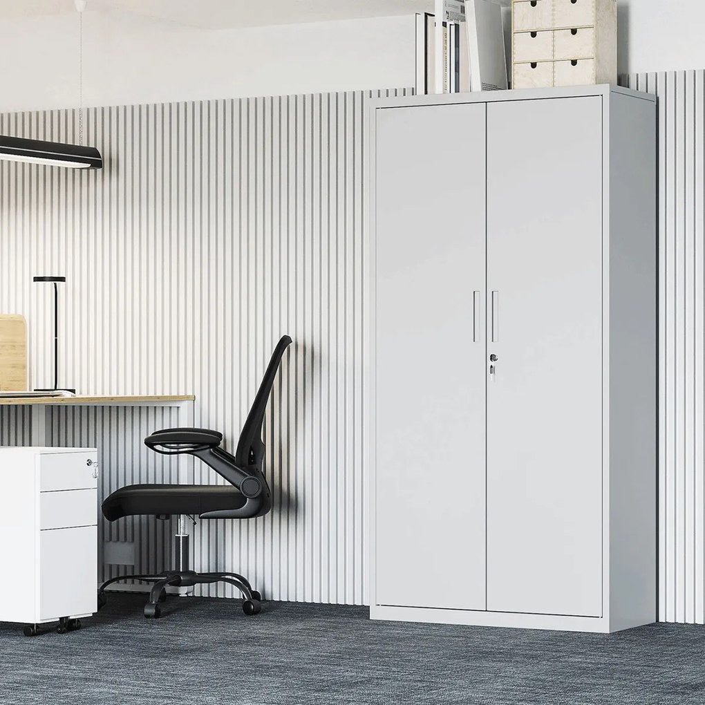 Komoda 80x40x180cm, kov, bílá, AUS-E1115 GREY