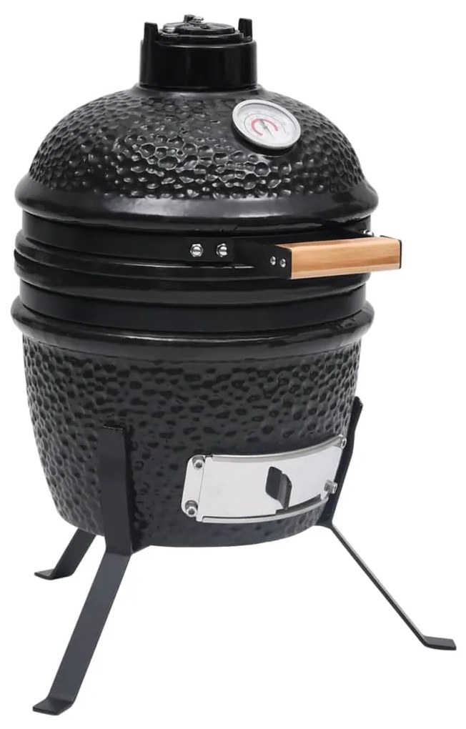 vidaXL Zahradní gril a udírna 2 v 1 Kamado keramický 56 cm černý