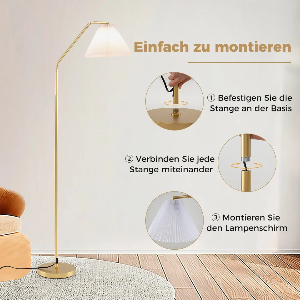 Costway Stojací lampa obývací pokoj 168 cm E27 oblouková lampa s nastavitelnou