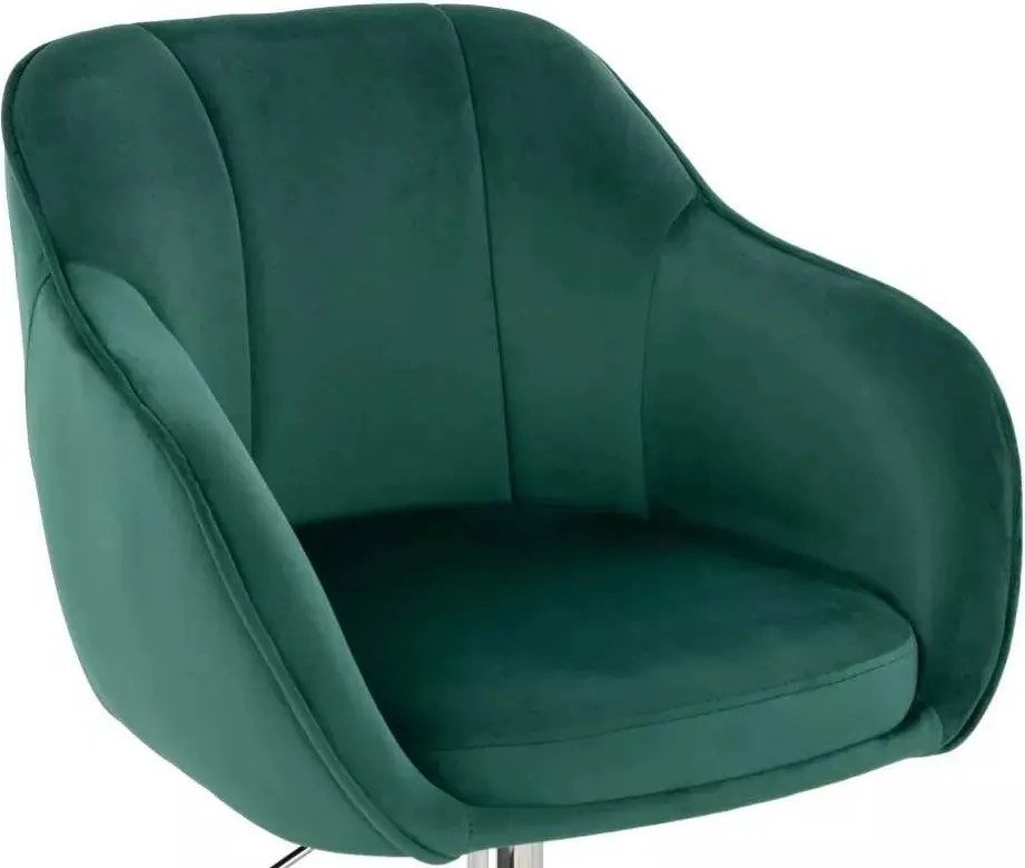 LuxuryForm DESIGN Barová židle AVOLA VELUR na černé kulaté podstavě - zelená