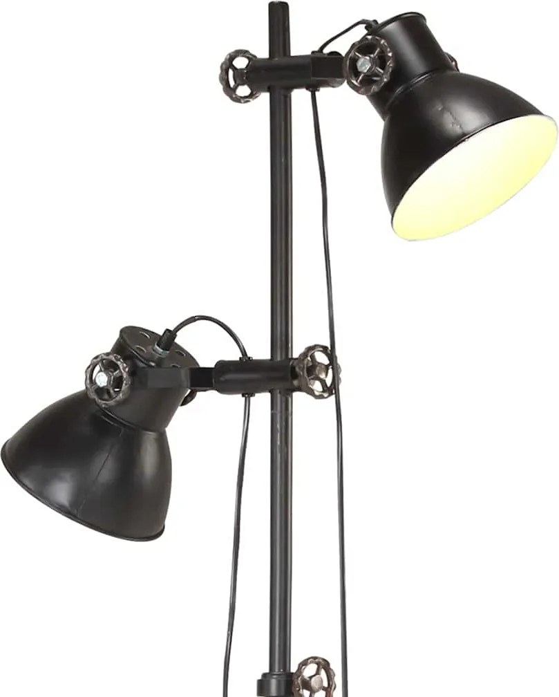 Podlahová lampa se 2 svítidly černá E27 litina 320585