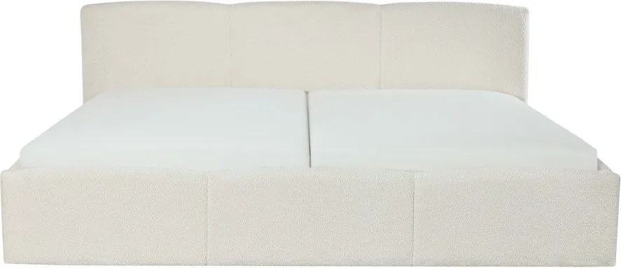 Slonovinová čalouněná dvoulůžková postel s úložným prostorem s roštem 200x240 cm Merida – Meise Möbel