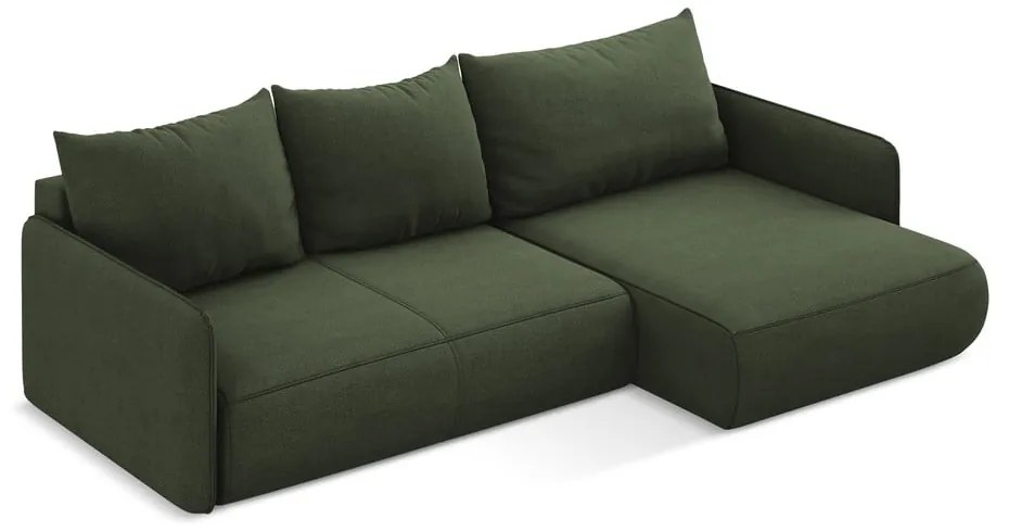 Zelená rozkládací/s úložným prostorem rohová pohovka (pravý roh) Nanea – Makamii