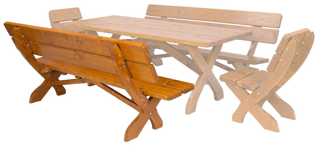 Drewmax MO112 lavice - Zahradní lavice z masivního smrkového dřeva 1200x62x89cm - Dub