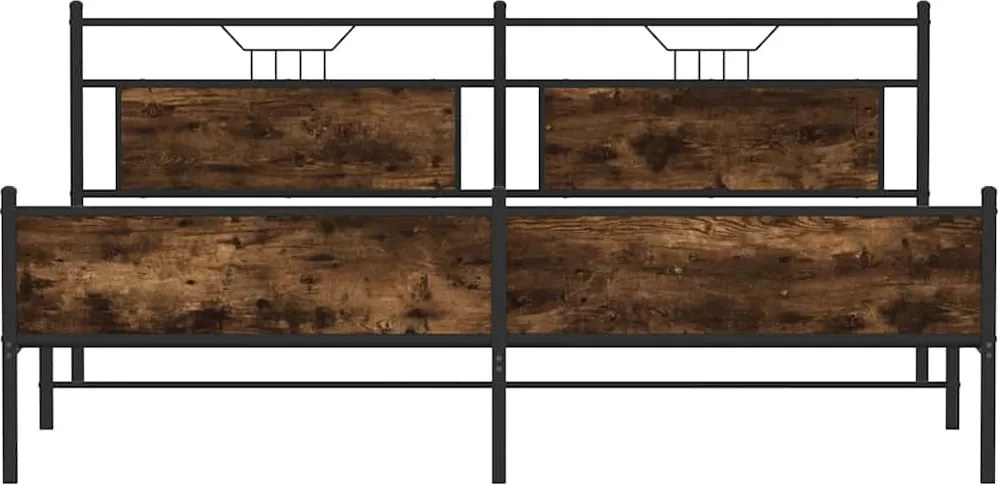 Kovový rám postele bez matrace kouřový dub 193 x 203 cm 3325116