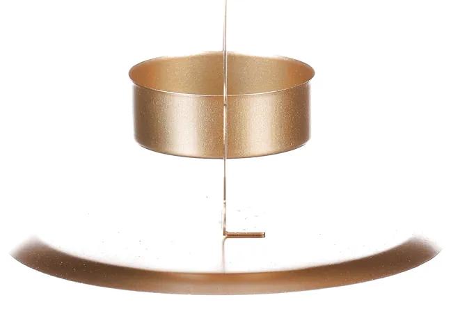 Svícen kovový ve tvaru stromku, na čajovou svíčku, matná zlatá CP151094-ZLATA