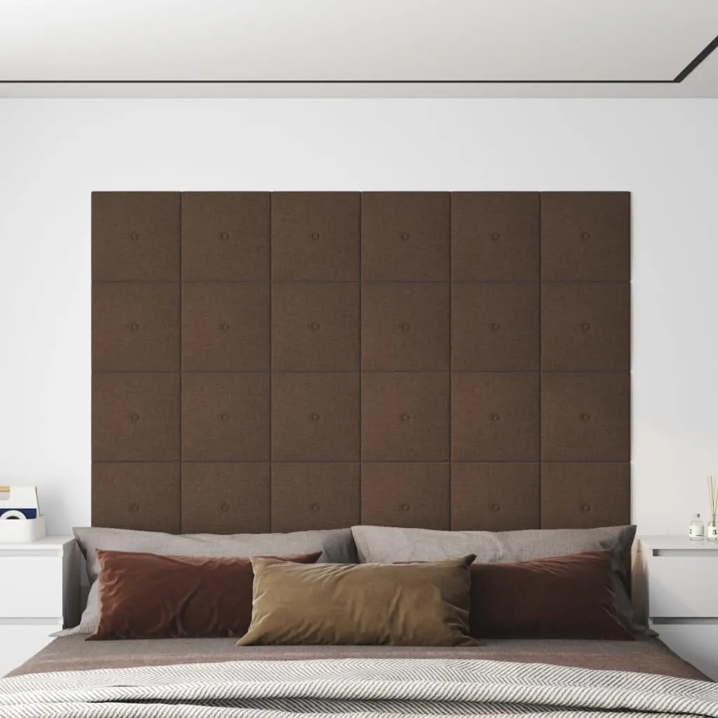 vidaXL Nástěnné panely 12 ks 30 x 30 cm textil 1,08 m² [343960] Barva: Hnědá