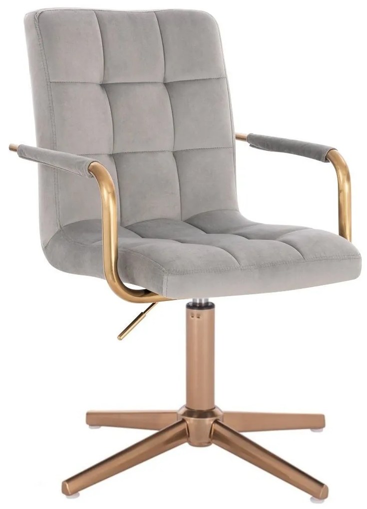 LuxuryForm DESIGN Otočná židle VERONA GOLD VELUR na zlatém kříži - světle šedá