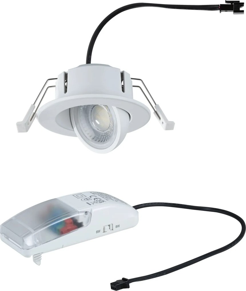 P 92411 LED vestavné svítidlo Zina IP65 5W / 8W 230V stmívatelné 2700 - 4000K bílá mat - PAULMANN