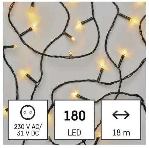 Vánoční osvětlení EMOS D4AW24 180LED řetěz 18m teplá bílá programy s časovačem