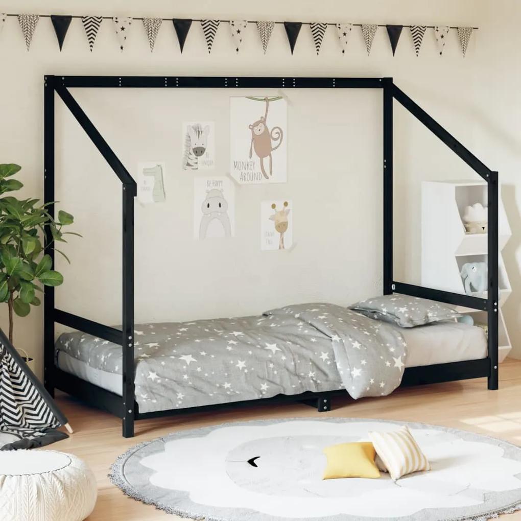 Dětská postel černá 90 x 200 cm masivní borové dřevo - Default Title