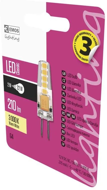 Emos lighting LED žárovka Classic JC 2W 12V G4 teplá bílá