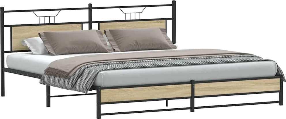 Kovový rám postele bez matrace dub sonoma 193 x 203 cm 3325122