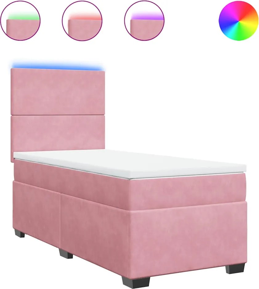 Box spring postel s matrací růžová 80 x 200 cm samet 3293061