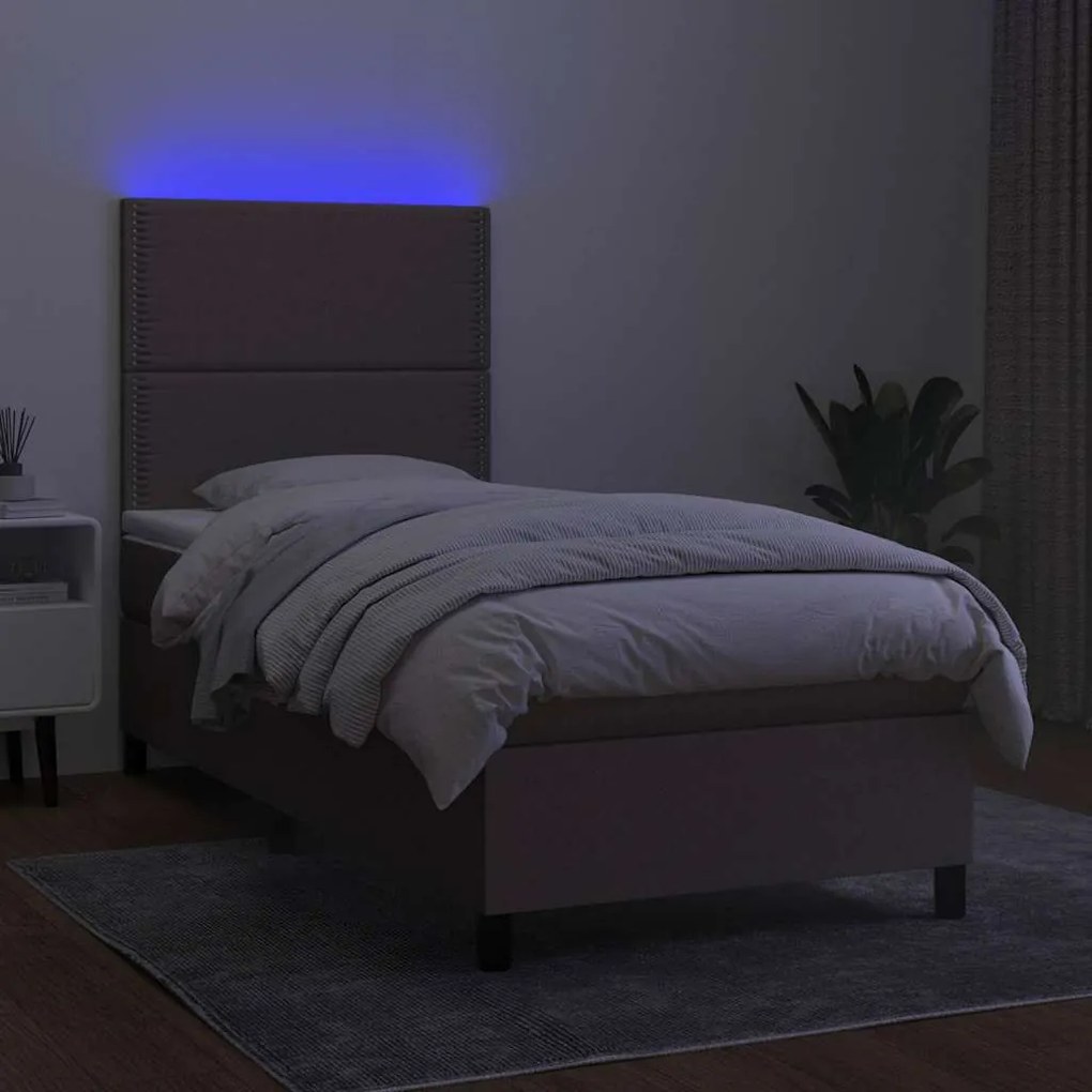 Box spring postel s matrací a LED taupe 90x200 cm textil 3134769