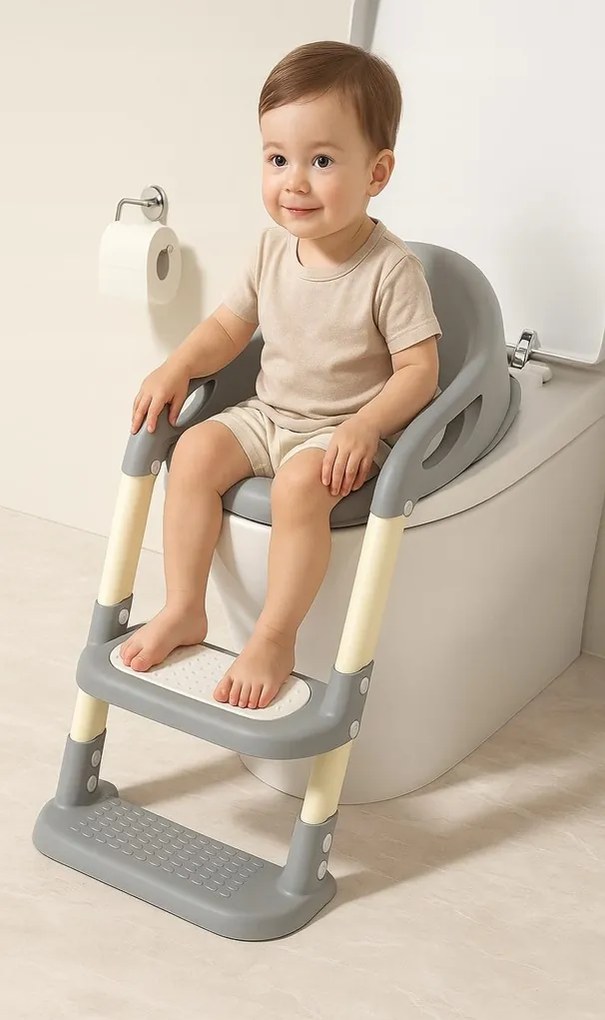 Dětské schůdky 02 s nástavcem na WC šedé