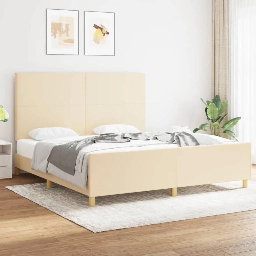 Rám postele bez matrace krémový 180 x 200 cm textil 3124916