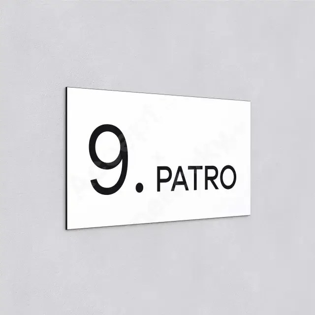 ACCEPT Označení podlaží "9. PATRO" - stříbrná tabulka - černý popis