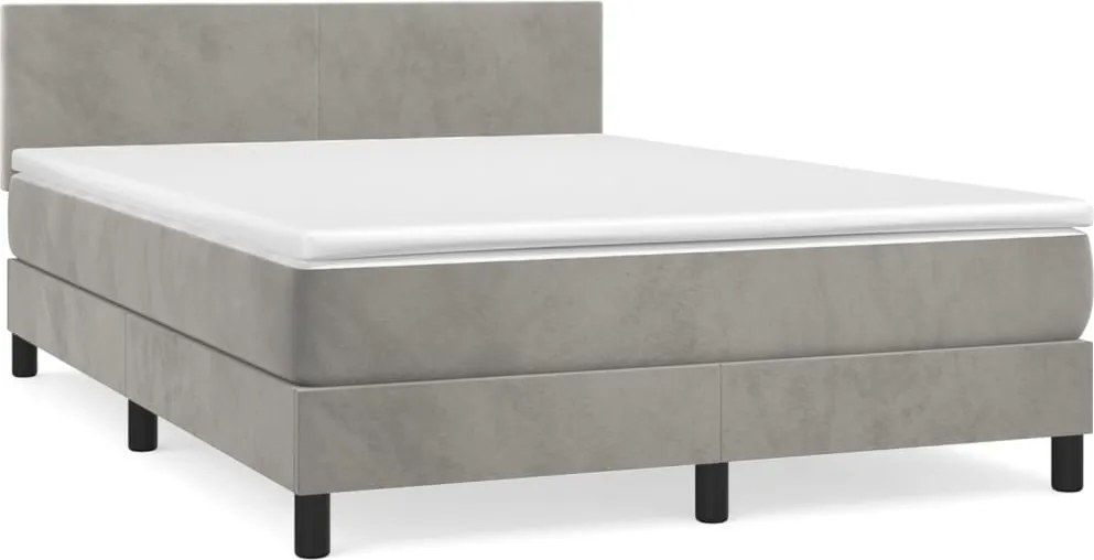 Box spring postel s matrací světle šedá 140x200 cm samet 3141185