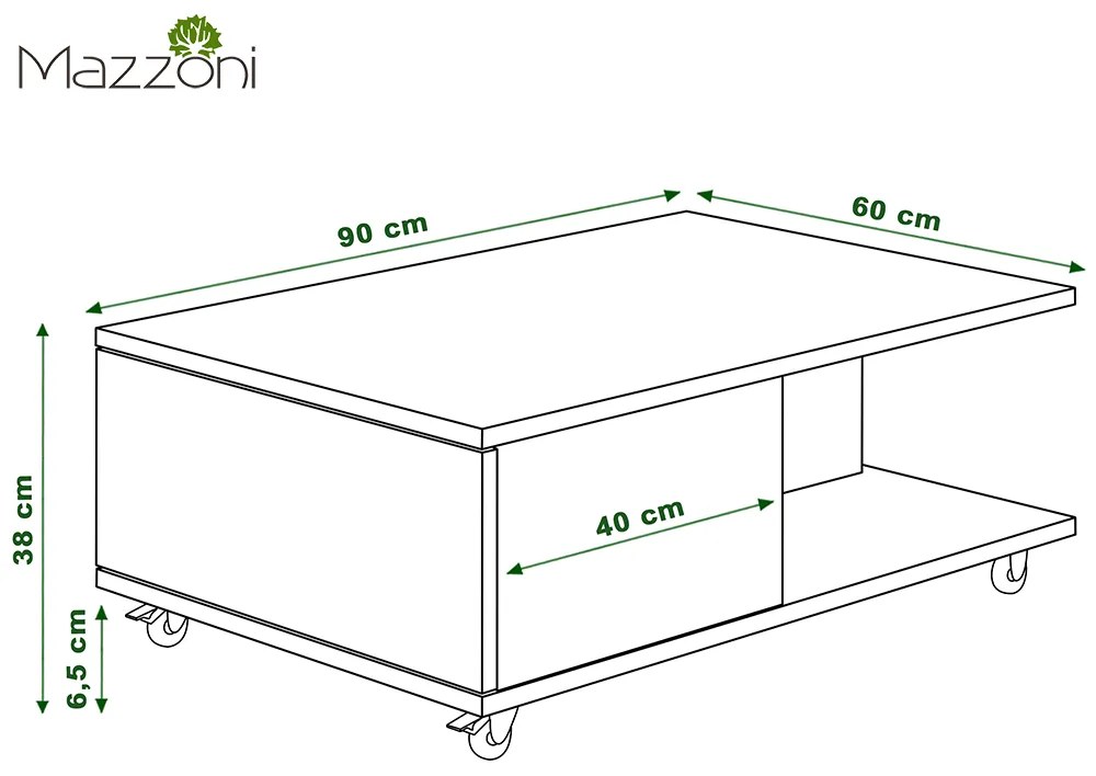 VIENNA wenge, konferenční stolek na kolečkách