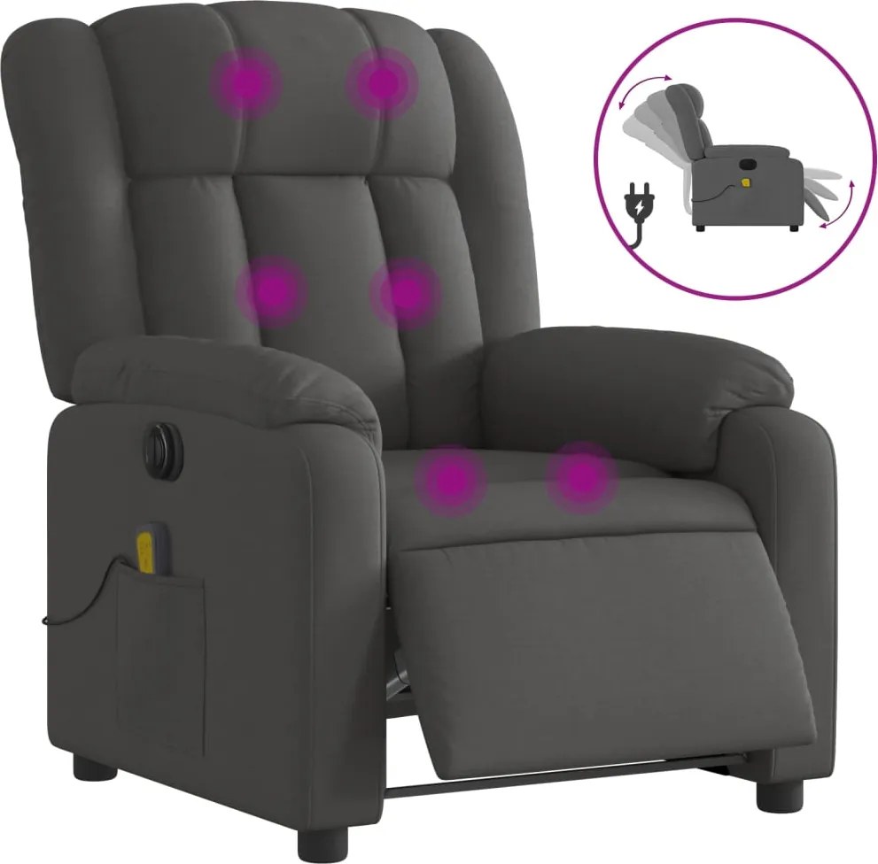 Elektrické masážní polohovací křeslo tmavě šedé textil 3205305