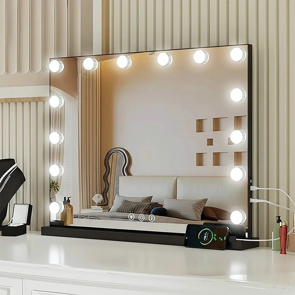 Rea Rea, Zrcadlo LED HOLLYWOOD Black, HOM-12011