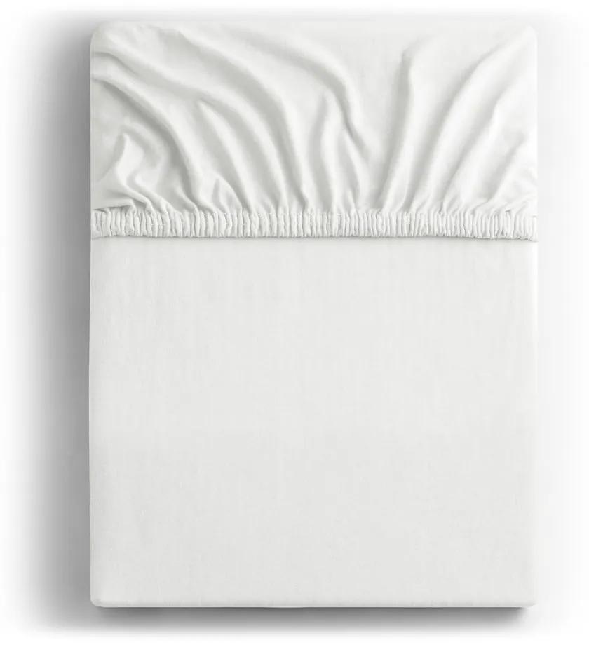 Bílé elastické džersejové prostěradlo DecoKing Amber Collection, 180/200 x 200 cm
