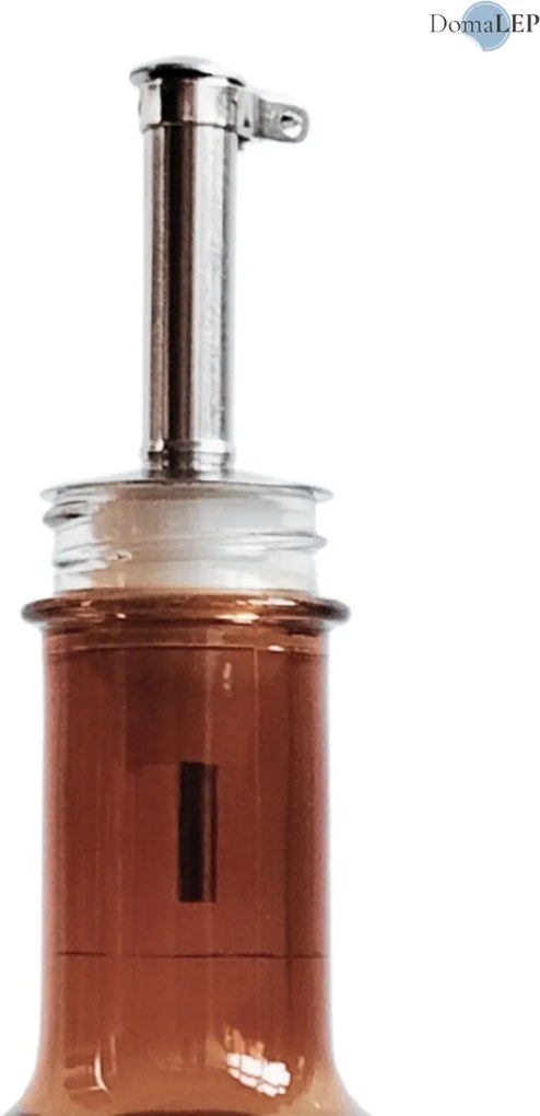 Skleněná láhev na olej 500 ml hnědá s nerezovou nálevkou VILO