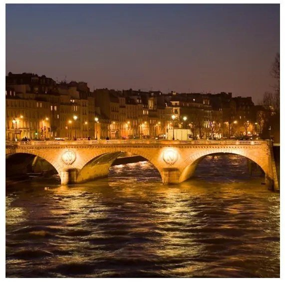 Obraz osvětleného mostu přes řeku  (40x40 cm), 40 dalších rozměrů