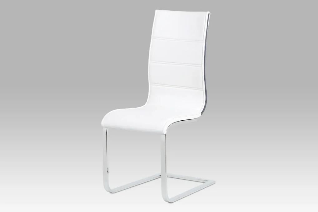 Jídelní židle v kombinaci bílá ekokůže a šedý lesk WE-5029 WT