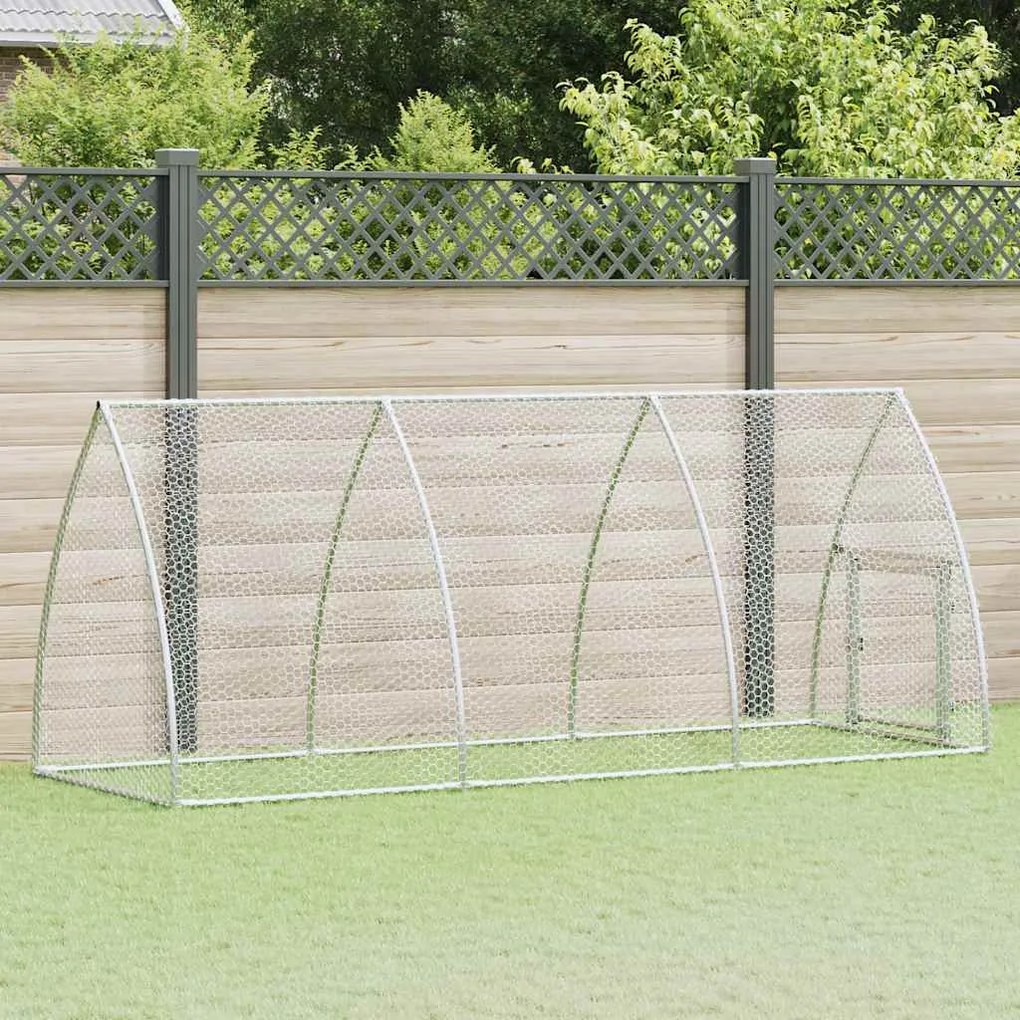 Klec pro kuřata stříbrná 300 x 105 x 120 cm pozinkovaná ocel 172553