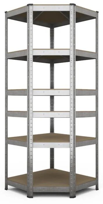 Rohový regál 2400x700x400x425 mm zinkovaný 6-policový, nosnost 900 kg