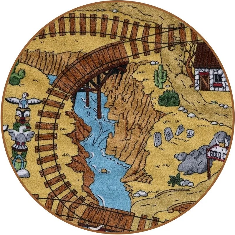 AladinWorld Expres, Dětský kusový koberec Western kruh, 400x400 (průměr) kruh, vícebarevná, dětský Biano.cz