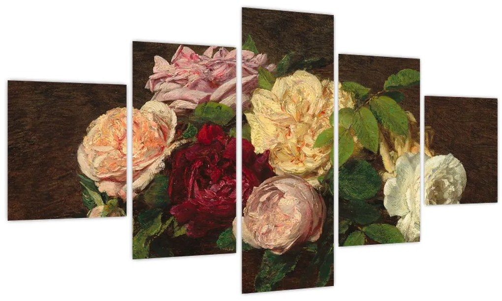 Obraz - Henri Fantin-Latour, Roses de Nice on a Table, reprodukce (125x70 cm)