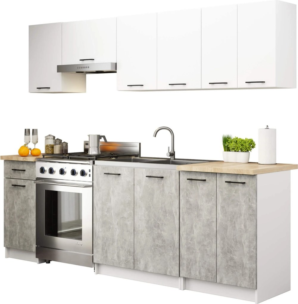 Kuchyňský set Olivia 2.4M bílá/beton