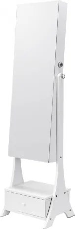 Mirror Skříňka na šperky Stojací zrcadlo s úložným prostorem po celé délce Bílé